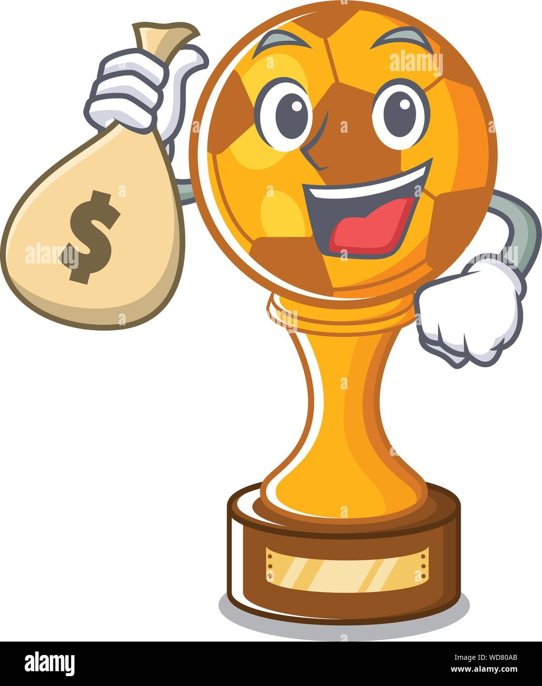 With money bag soccer trophy isolated with the cartoon Stock Vector ...