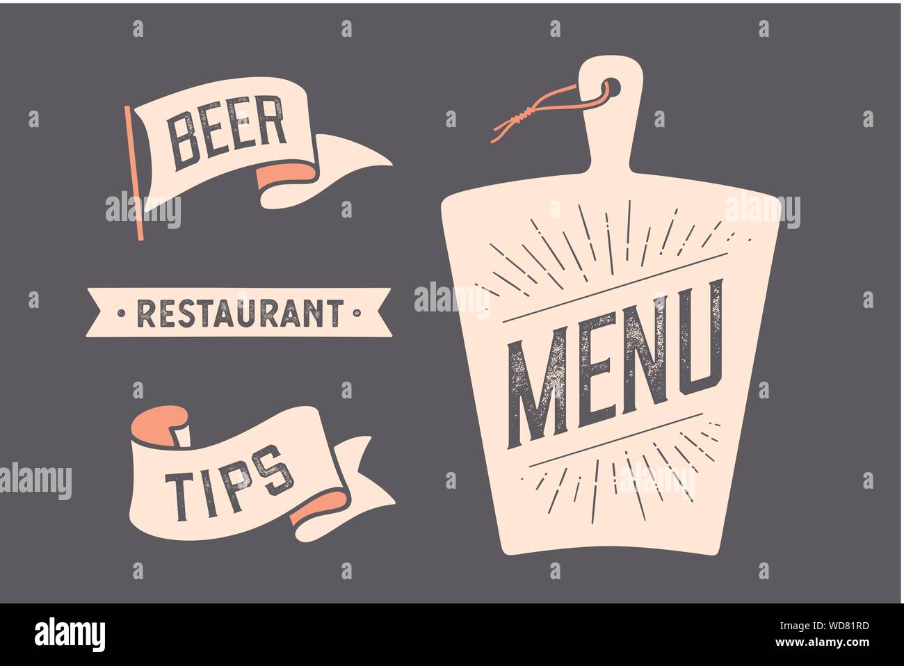 Set vintage graphic and typography. Wall decor, poster, sign, kitchen ...