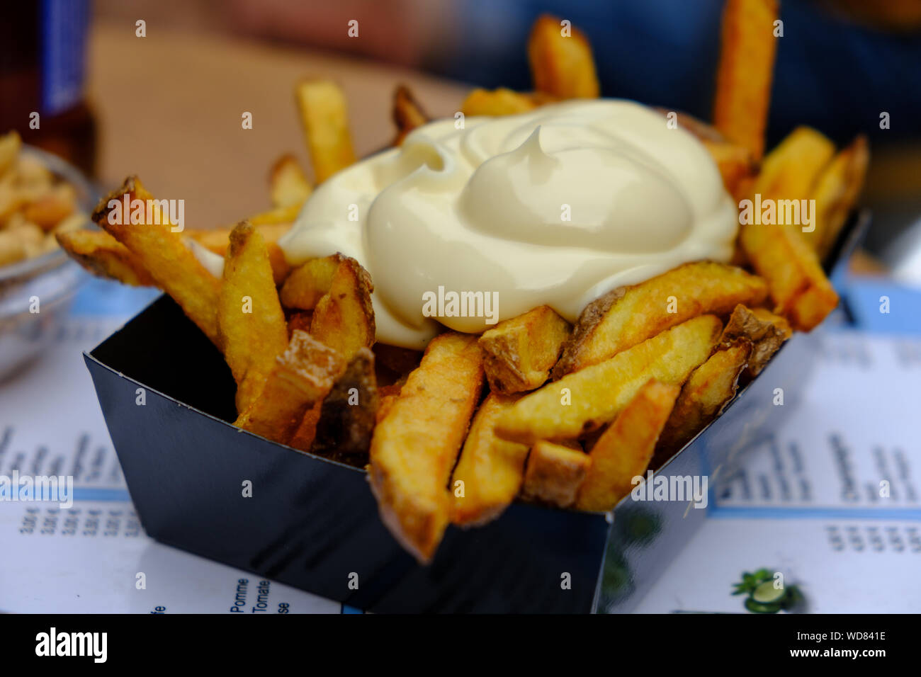 Street food. Belgian fries, pommes frites Stock Photo - Alamy