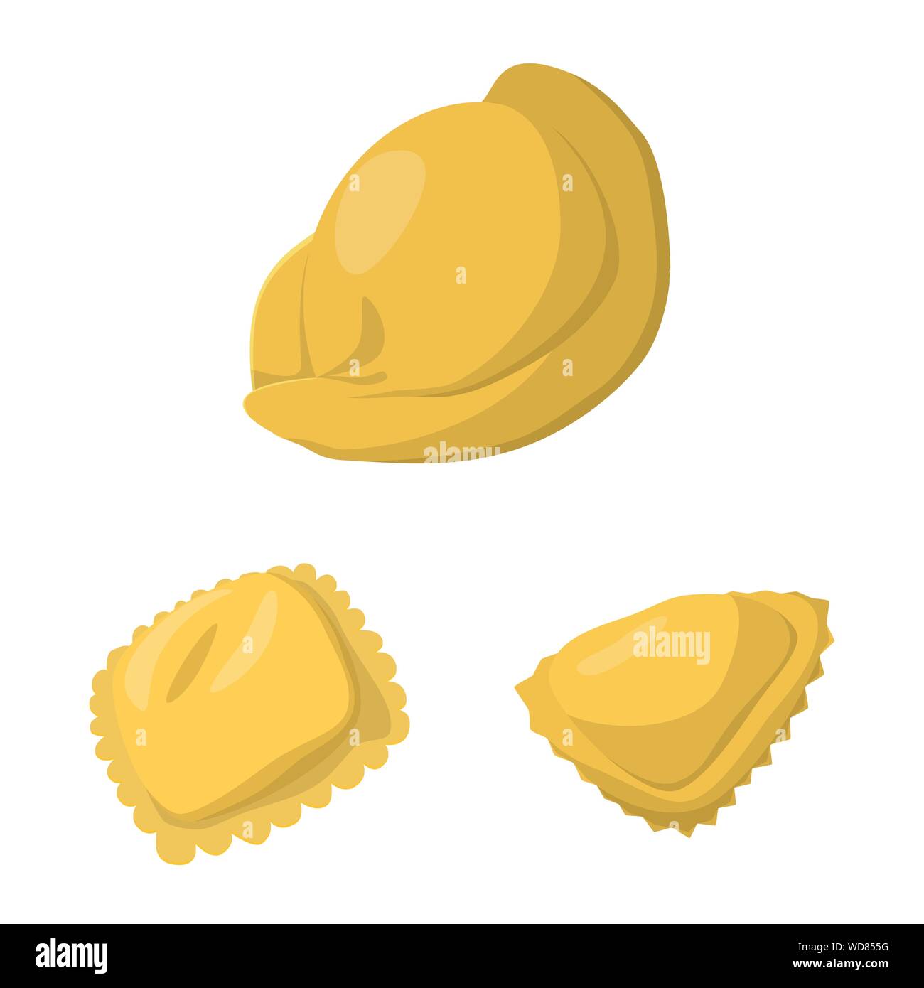 Vector design of dumplings and food sign. Set of dumplings and stuffed ...