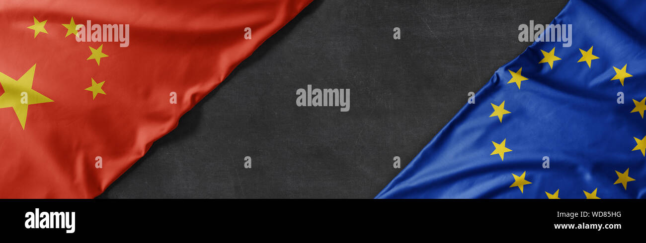 Flags of China and the European Union with copy space Stock Photo - Alamy