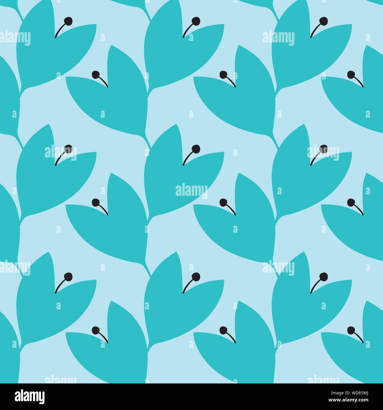 Stylized geometric flower pattern in aqua and black . A pretty floral ...