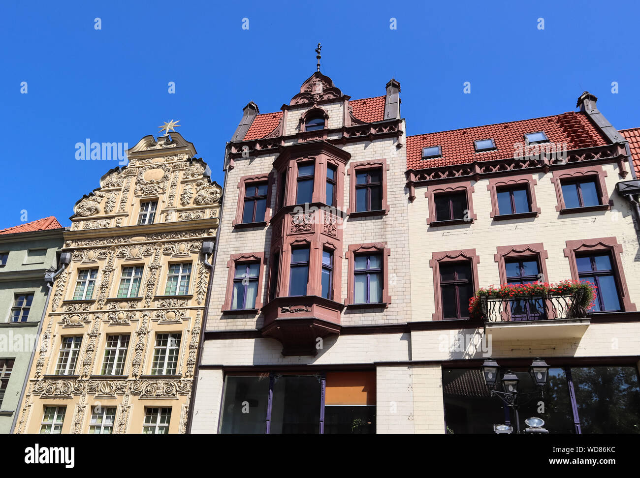 Historical buildings of medieval town Torun, Poland. August 2019 Stock ...