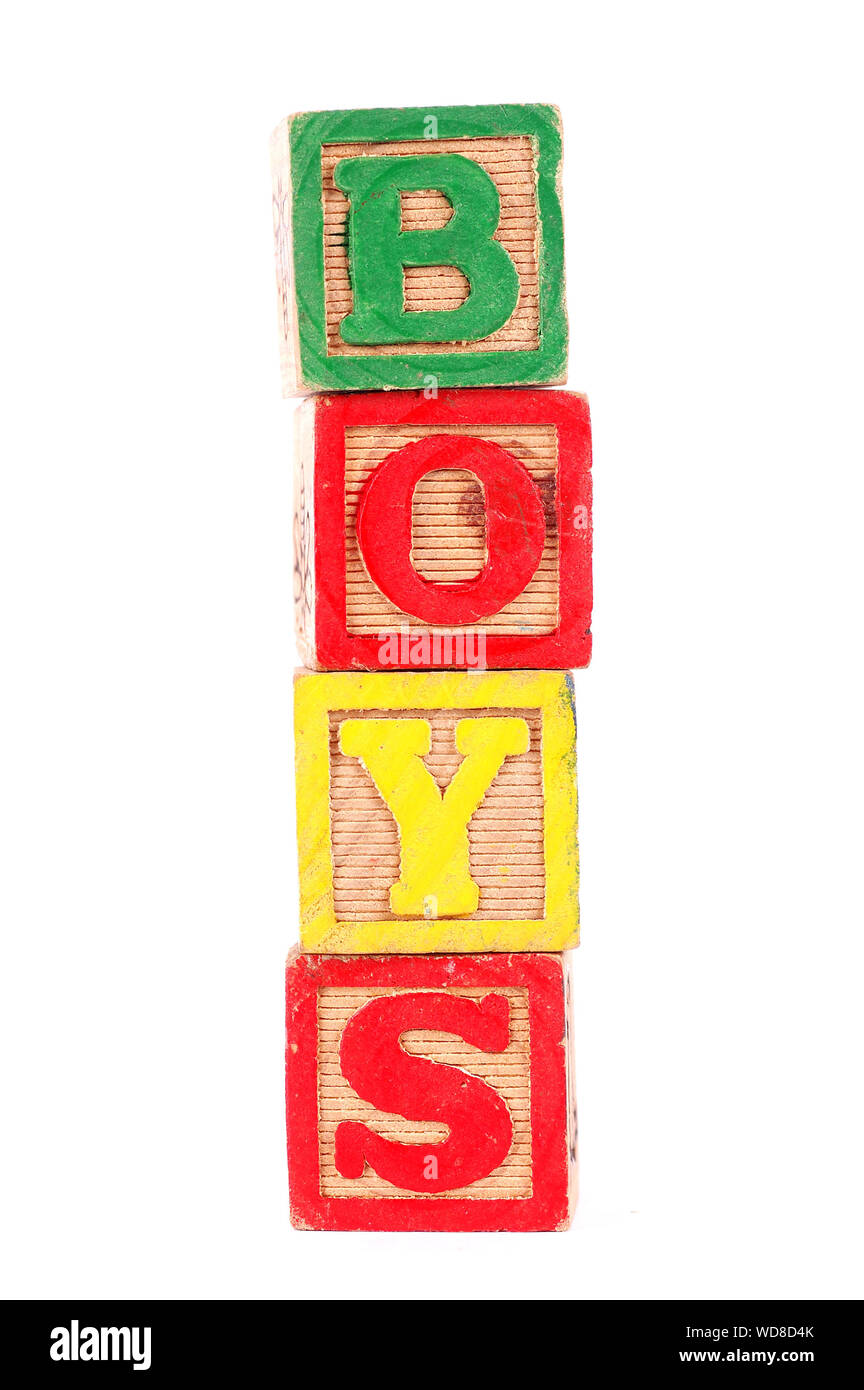 The word Boys written in wooden blocks Stock Photo - Alamy