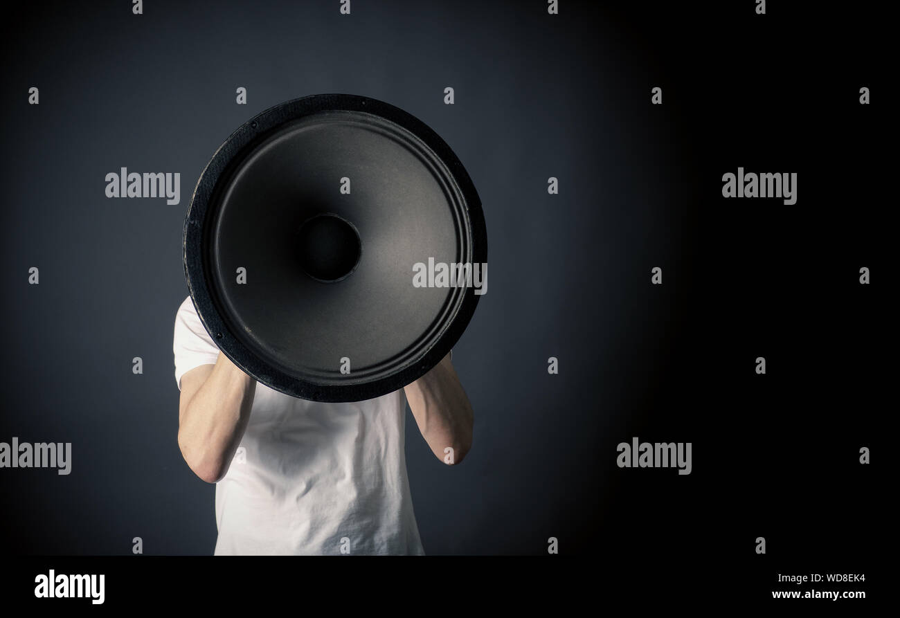 Man megaphone hi-res stock photography and images - Alamy