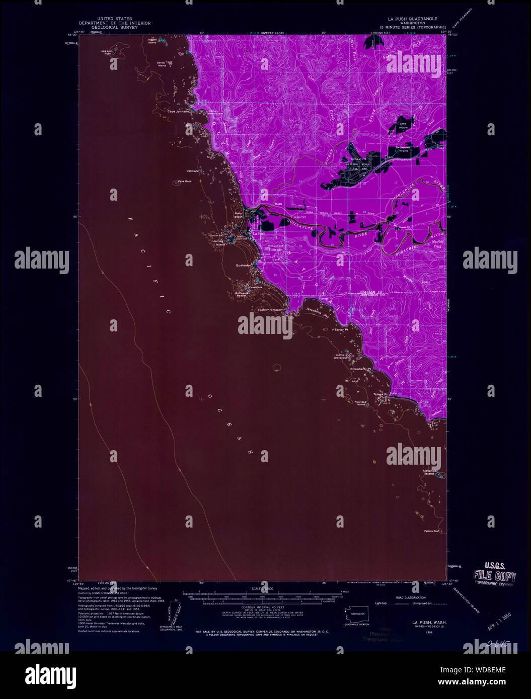 USGS Topo Map Washington State WA La Push 241833 1956 62500 Inverted ...