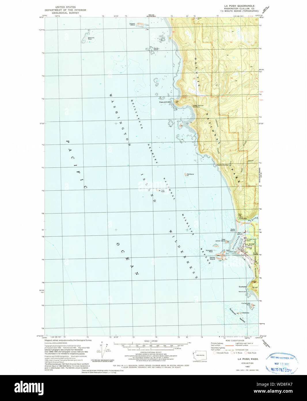 USGS Topo Map Washington State WA La Push 241834 1982 24000 Restoration ...