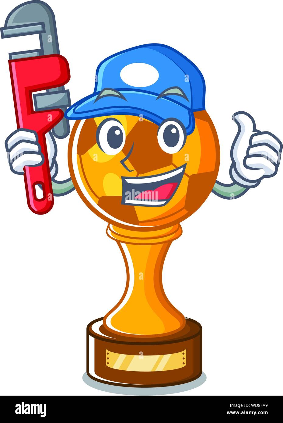 Plumber soccer trophy above cartoon wooden table Stock Vector Image ...