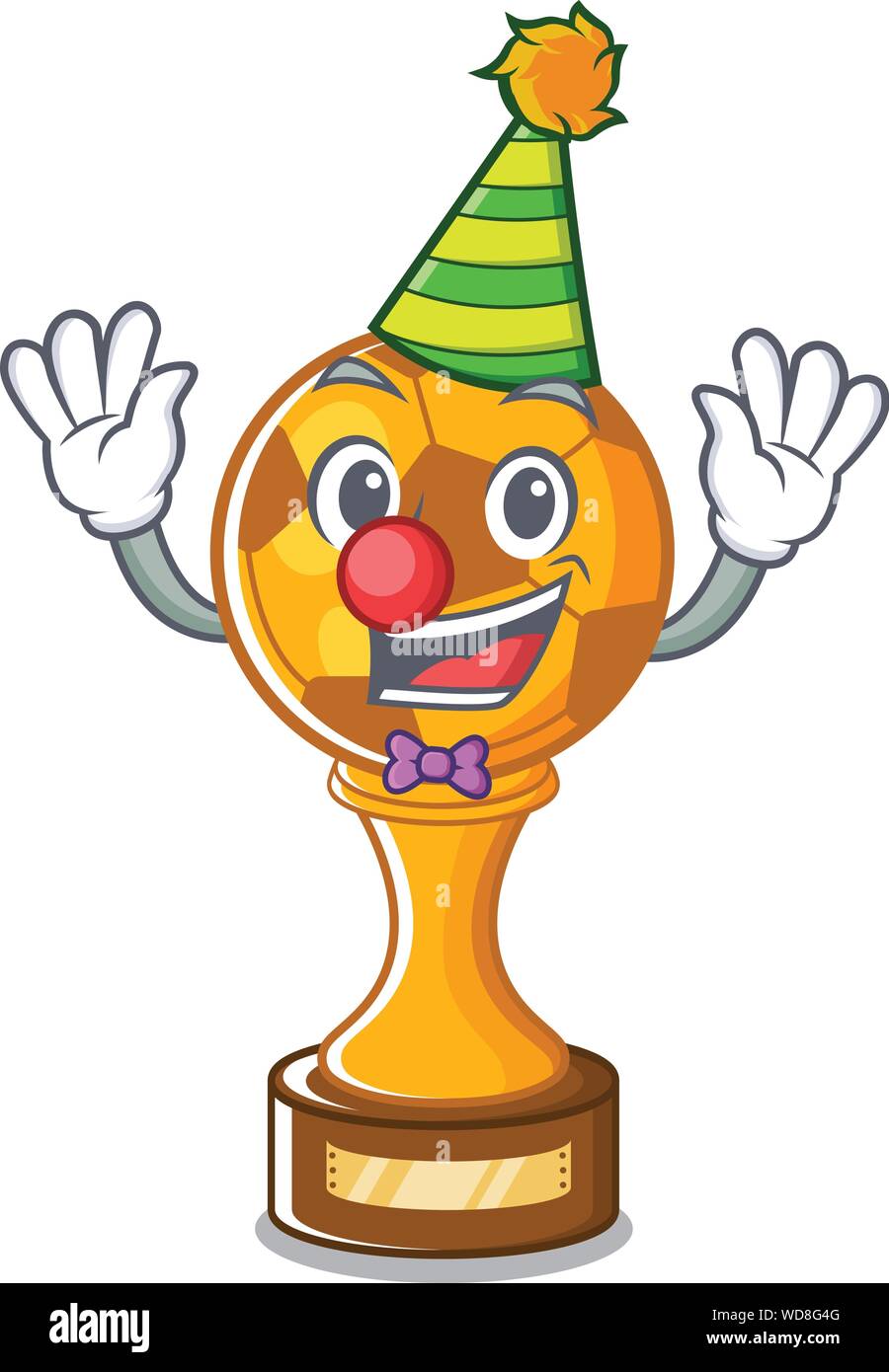 Clown soccer trophy above cartoon wooden table Stock Vector Image & Art ...