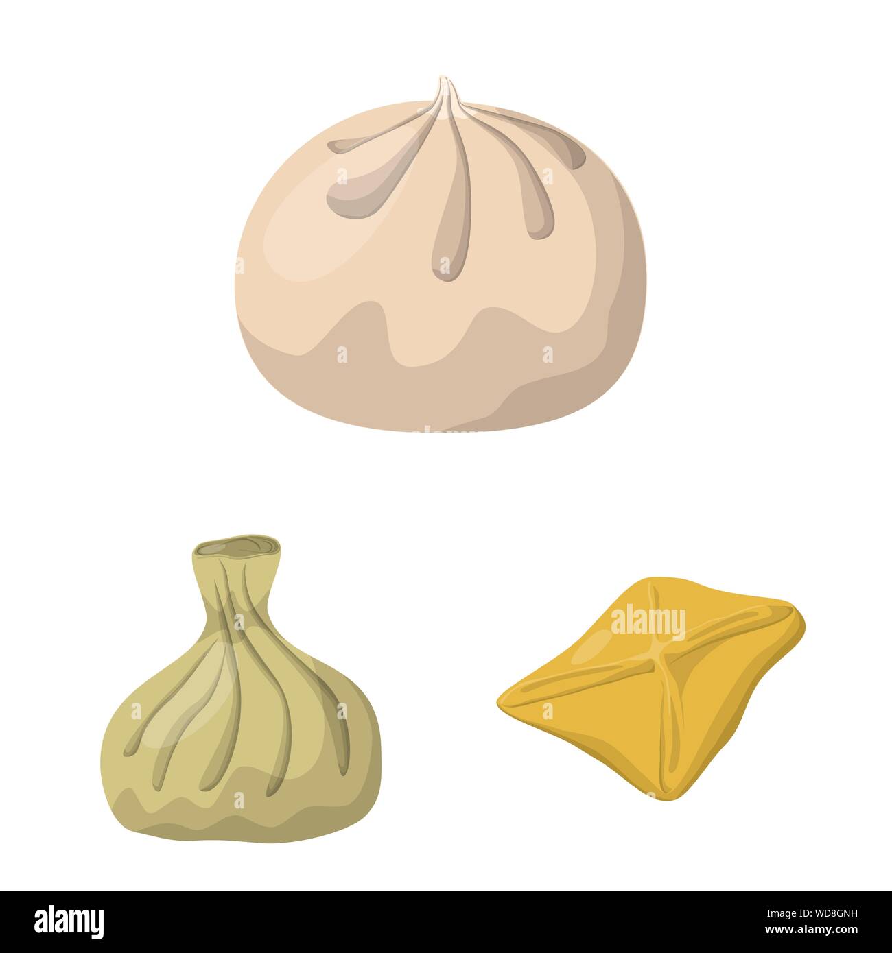 Vector design of dumplings and food logo. Set of dumplings and stuffed ...