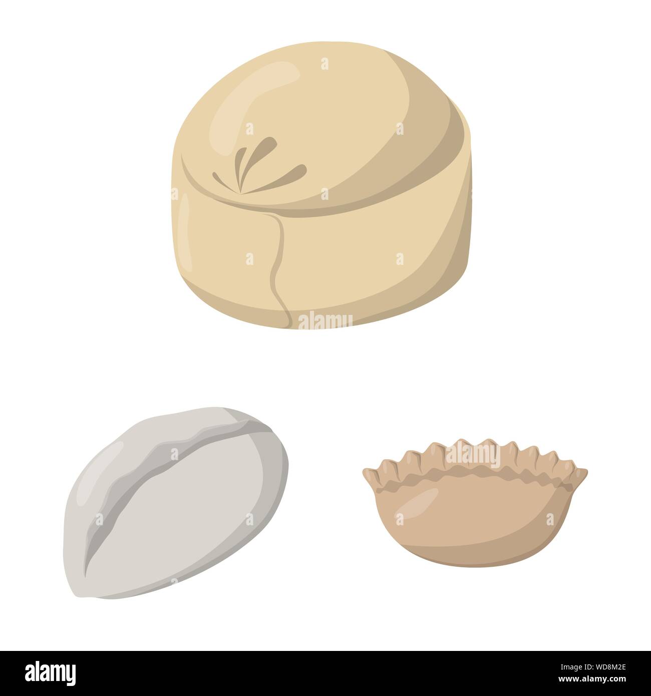 Vector illustration of dumplings and food sign. Collection of dumplings ...