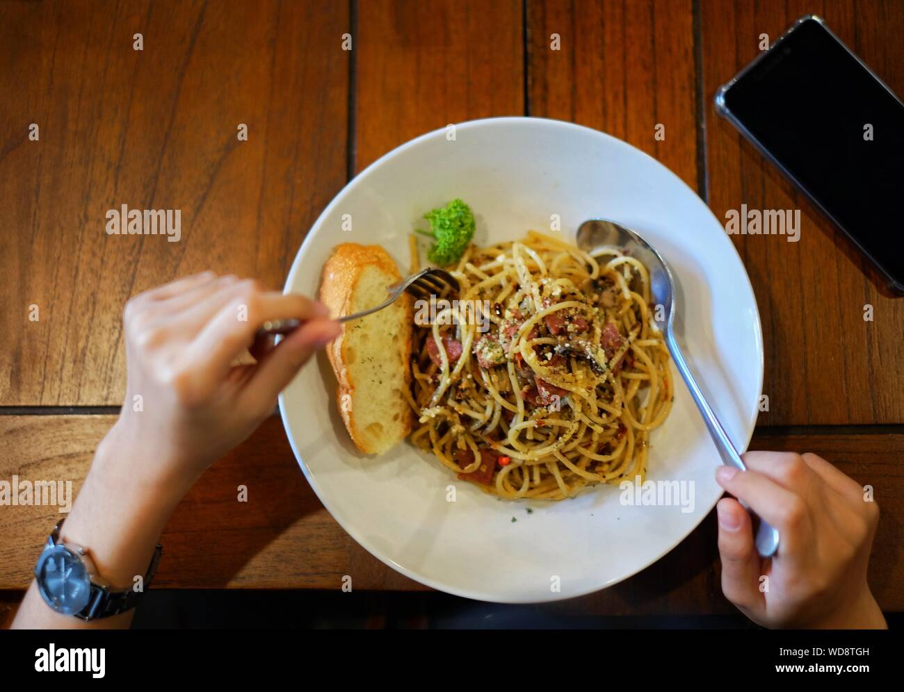 Close up man eating pasta hi-res stock photography and images - Alamy