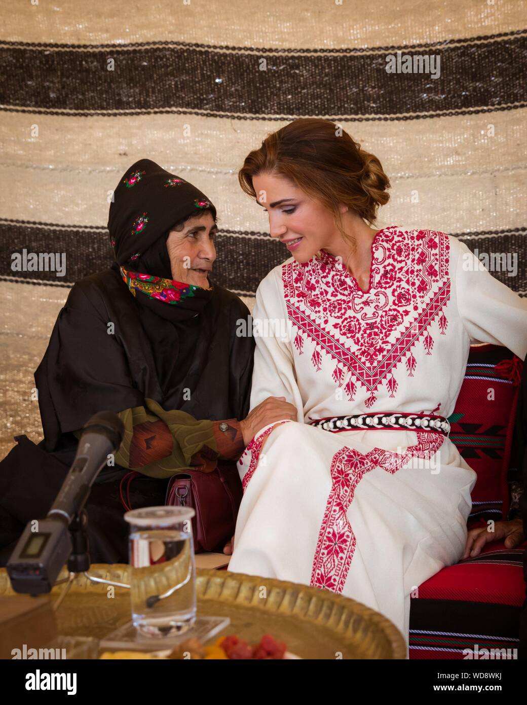 Amman, Jordan. 28th Aug, 2019. Queen Rania during a visit to Umm Ar ...