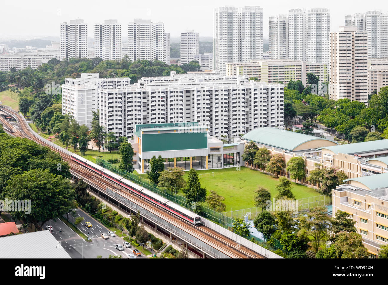 Singapore-08 SEP 2018: Singapore bishan area mrt railway aerial view ...