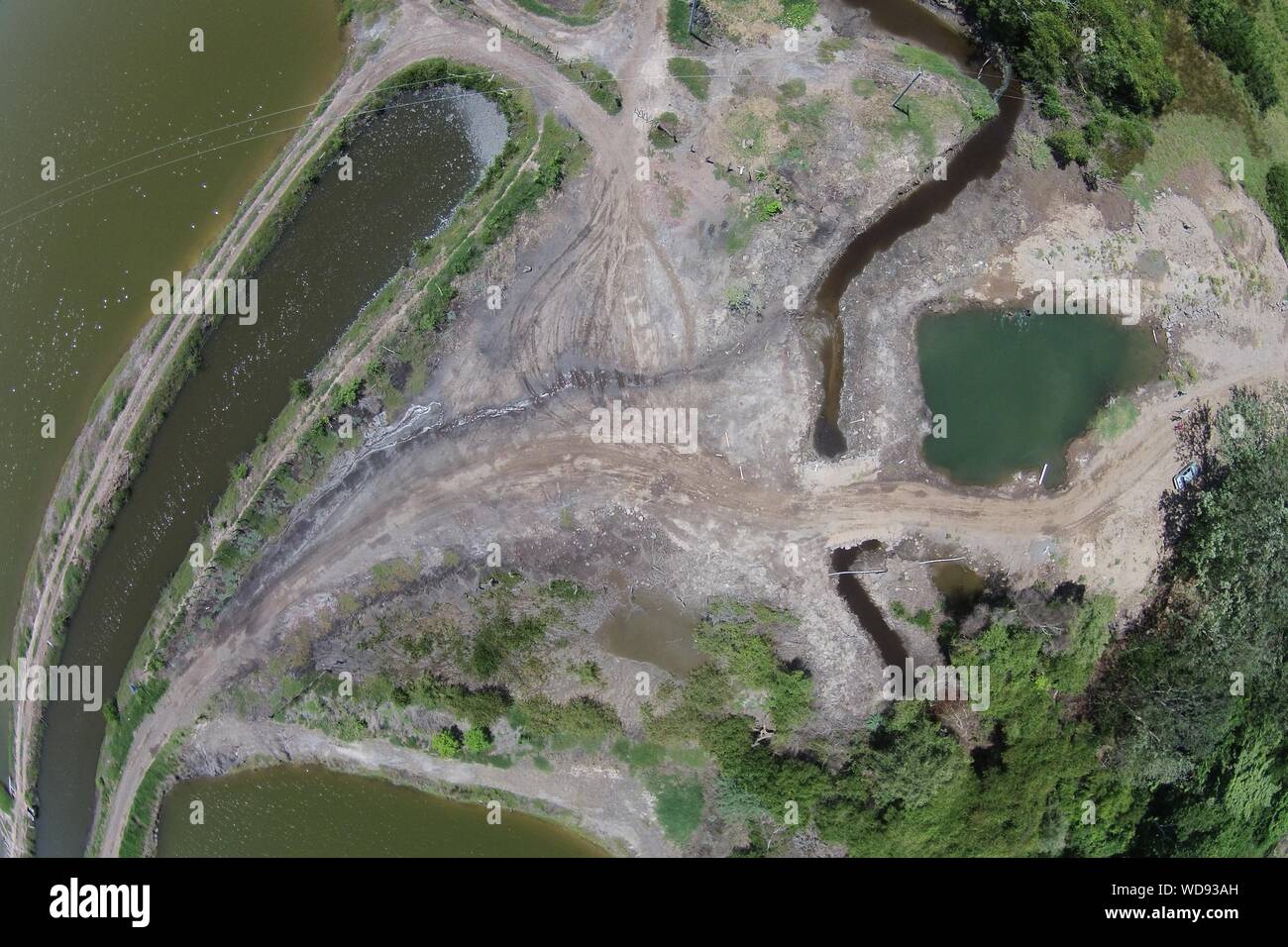 Aerial shot of a dirty polluted lake Stock Photo - Alamy