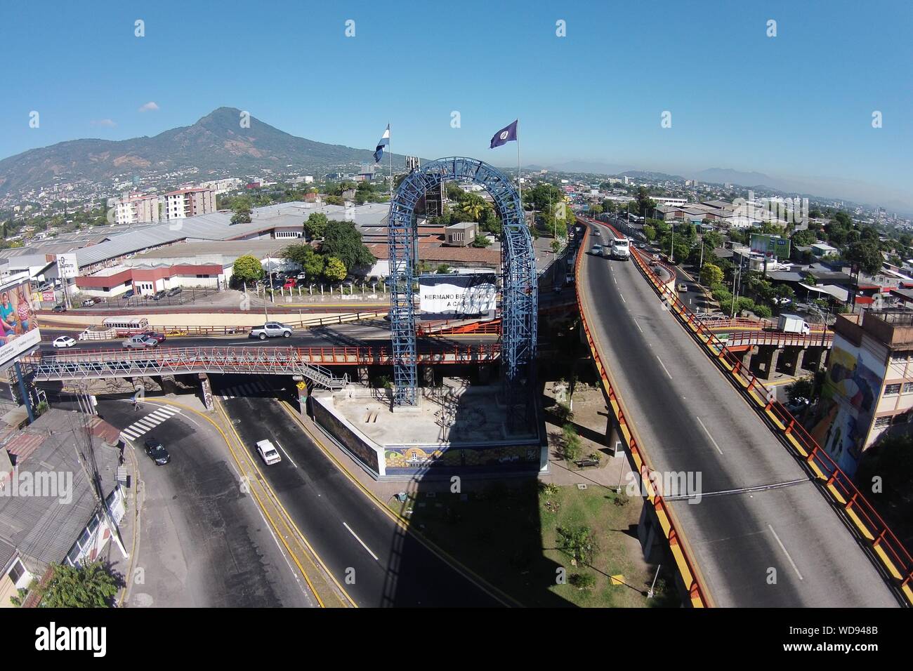 Aerial shot of an urban city road intersections Stock Photo - Alamy