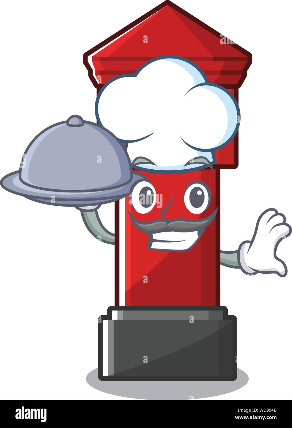 Chef with food pillar box isolated in the mascot Stock Vector Image ...