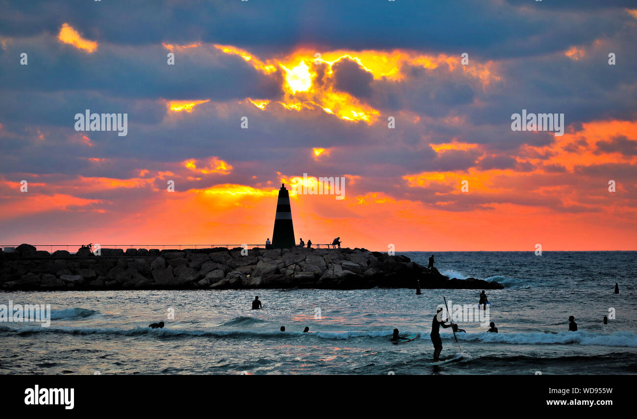Beautiful Israeli Beaches, People Having Fun At Summer Stock Photo - Alamy