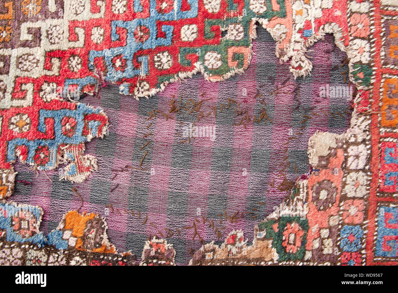 Handmade Old Ancient Turkish Carpet Stock Photo - Alamy