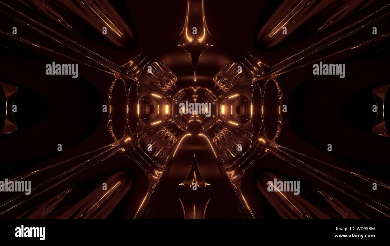 futuristic alien ship sci-fi space tunnel 3d illustration background ...