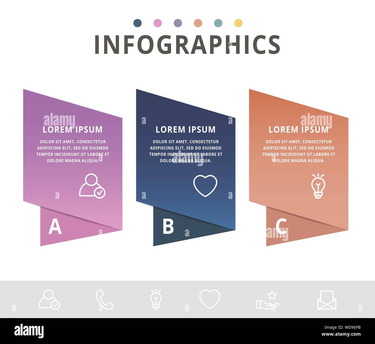 Vector infographic flat template figure for three labels, diagram ...