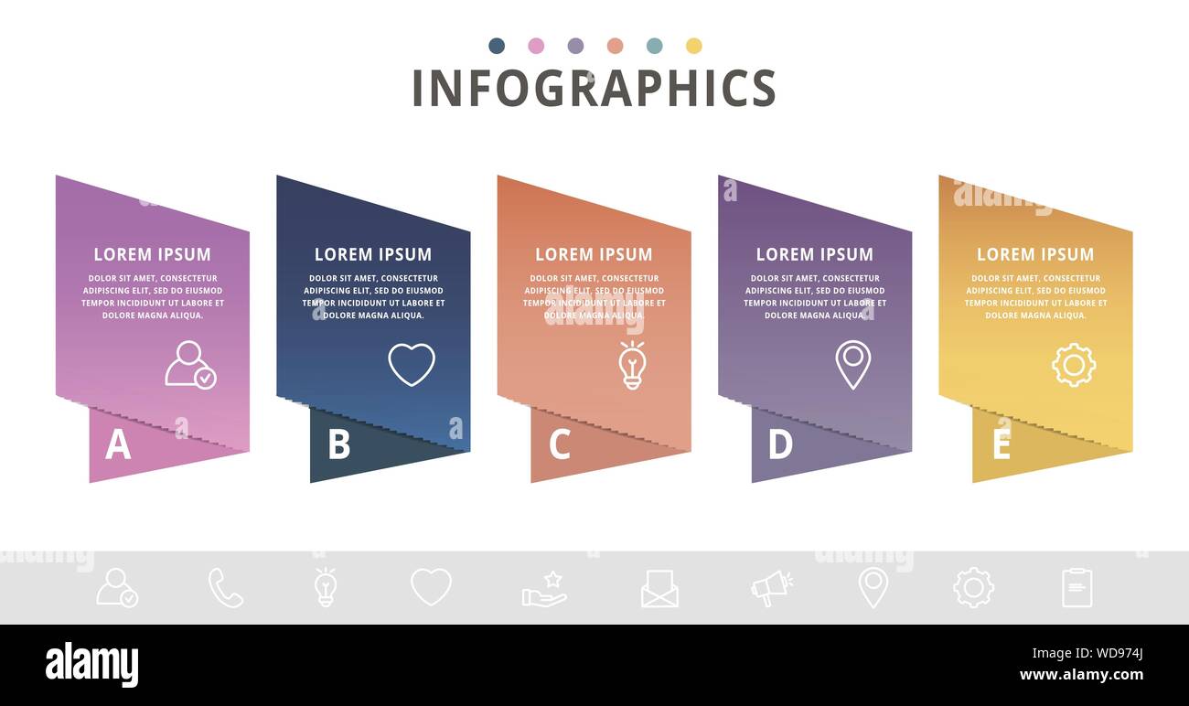Vector infographic flat template figure for five labels, diagram, graph ...