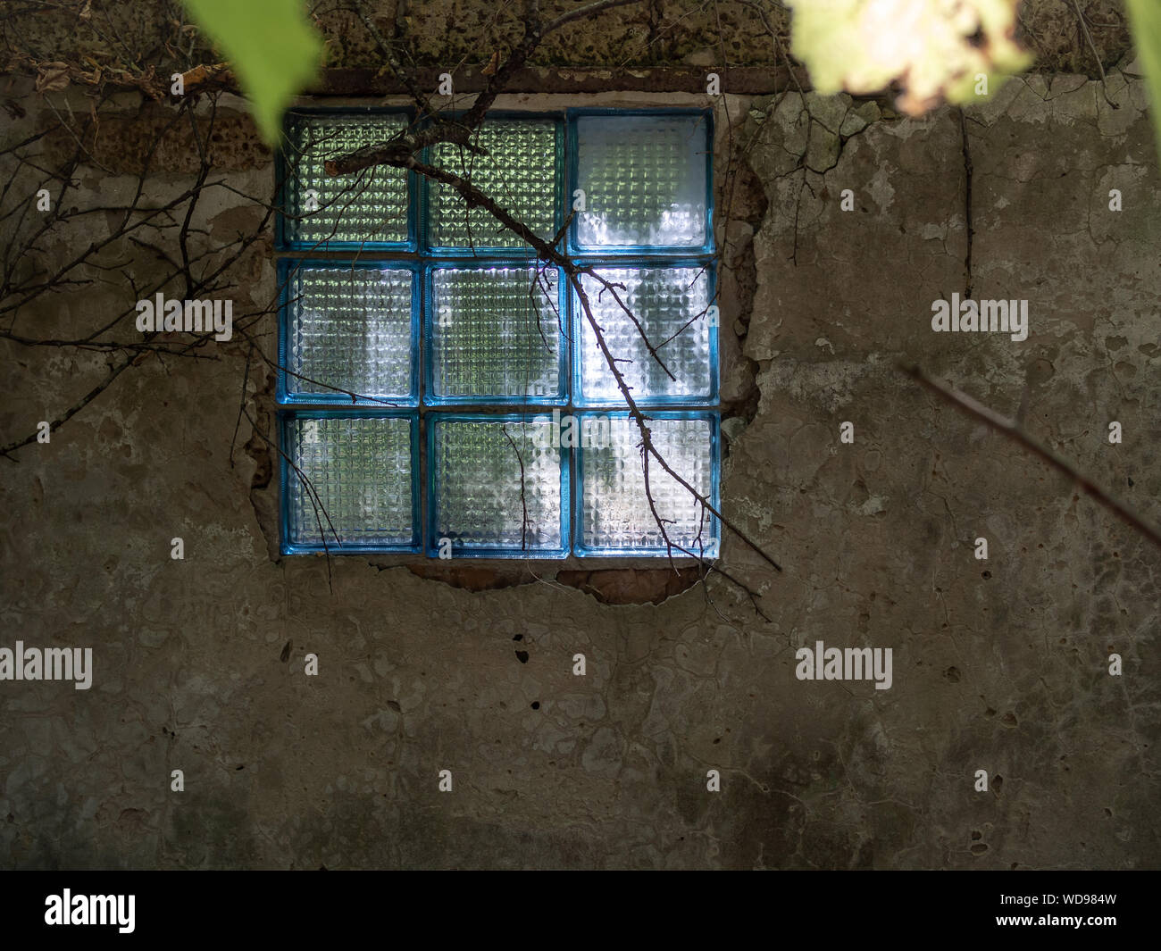 Soviet style glass brick windows in industrial zone Stock Photo - Alamy
