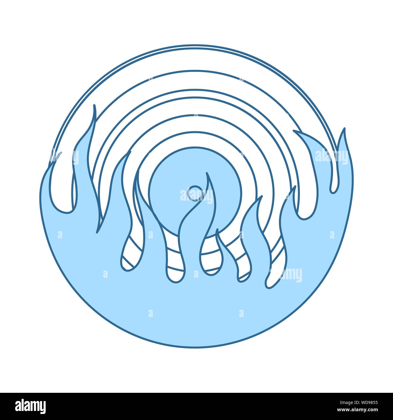 Flame Vinyl Icon. Thin Line With Blue Fill Design. Vector Illustration ...
