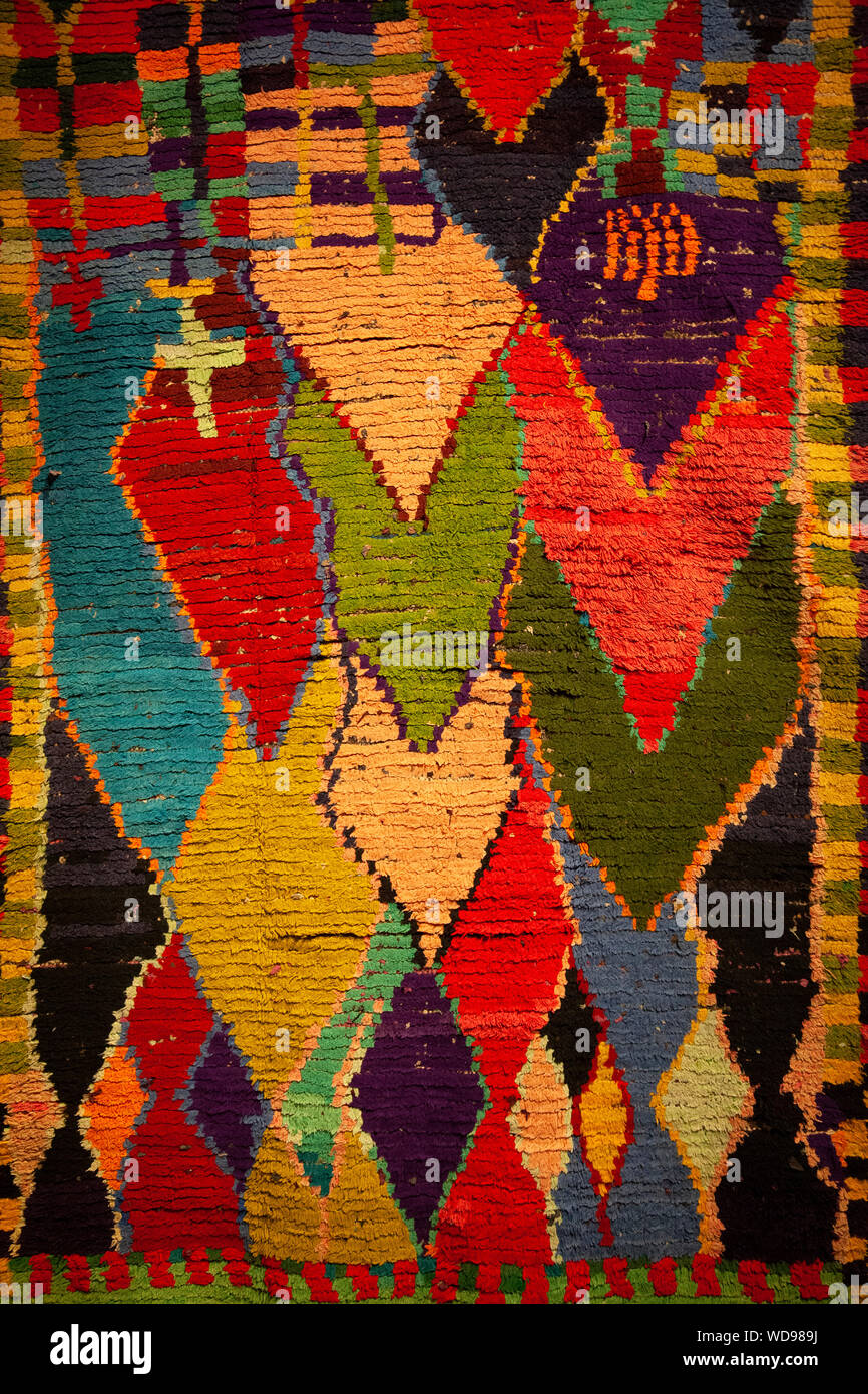 Berber Rugs Design on Display Exhibit - Marrakech, Morocco Stock Photo ...