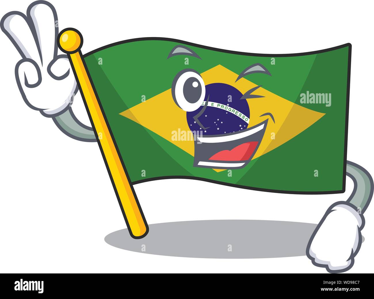 Two finger flag brazil isolated with the cartoon Stock Vector Image ...