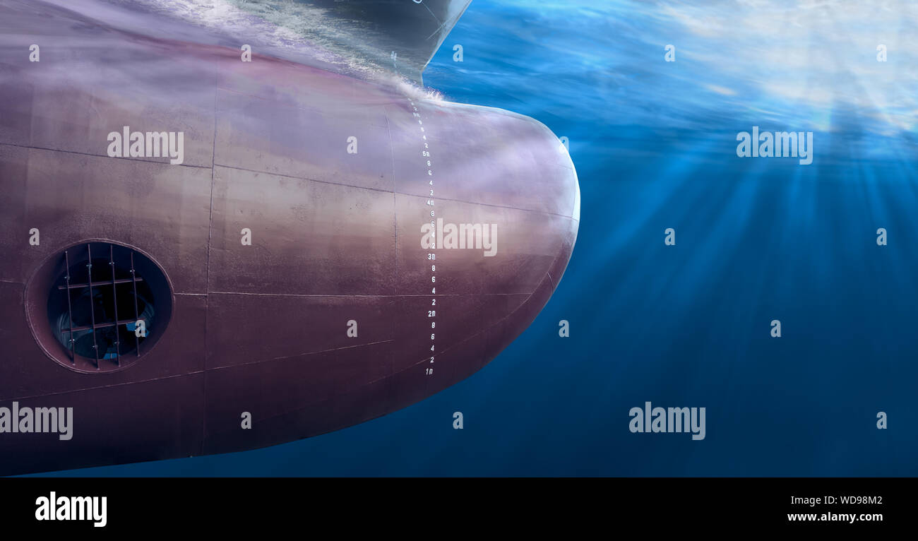 Big cargo ship sailing in the sea to International Shipping container ...