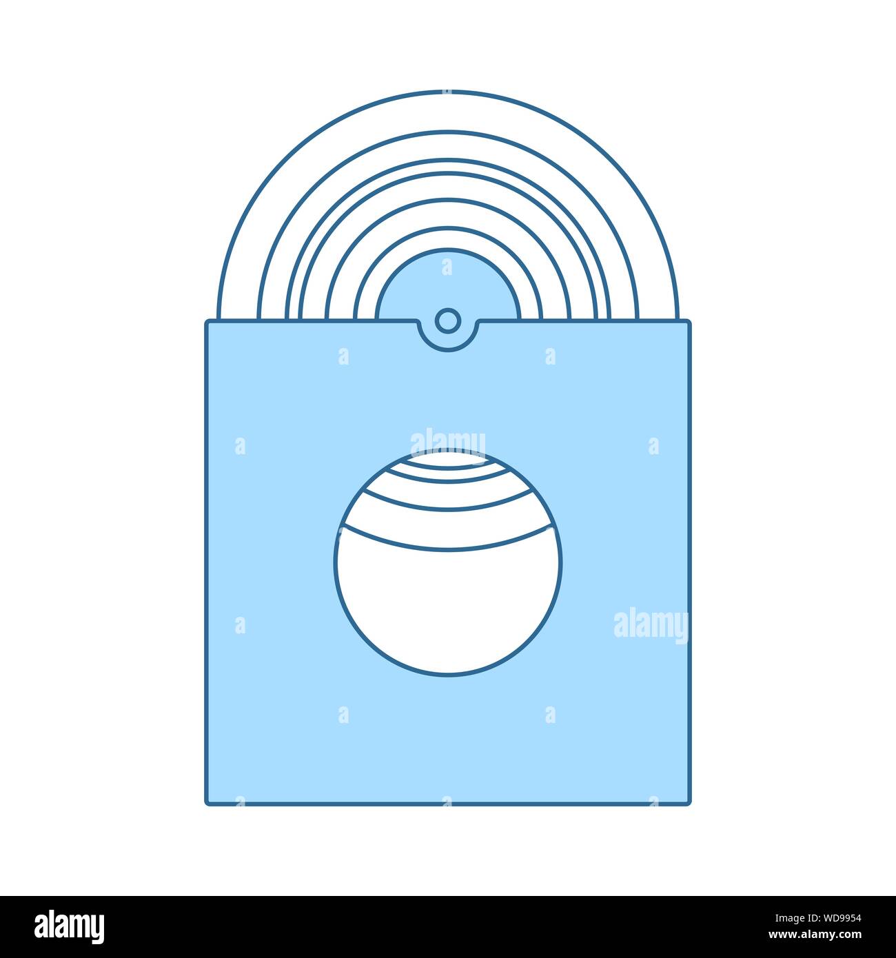 Vinyl Record In Envelope Icon. Thin Line With Blue Fill Design. Vector ...