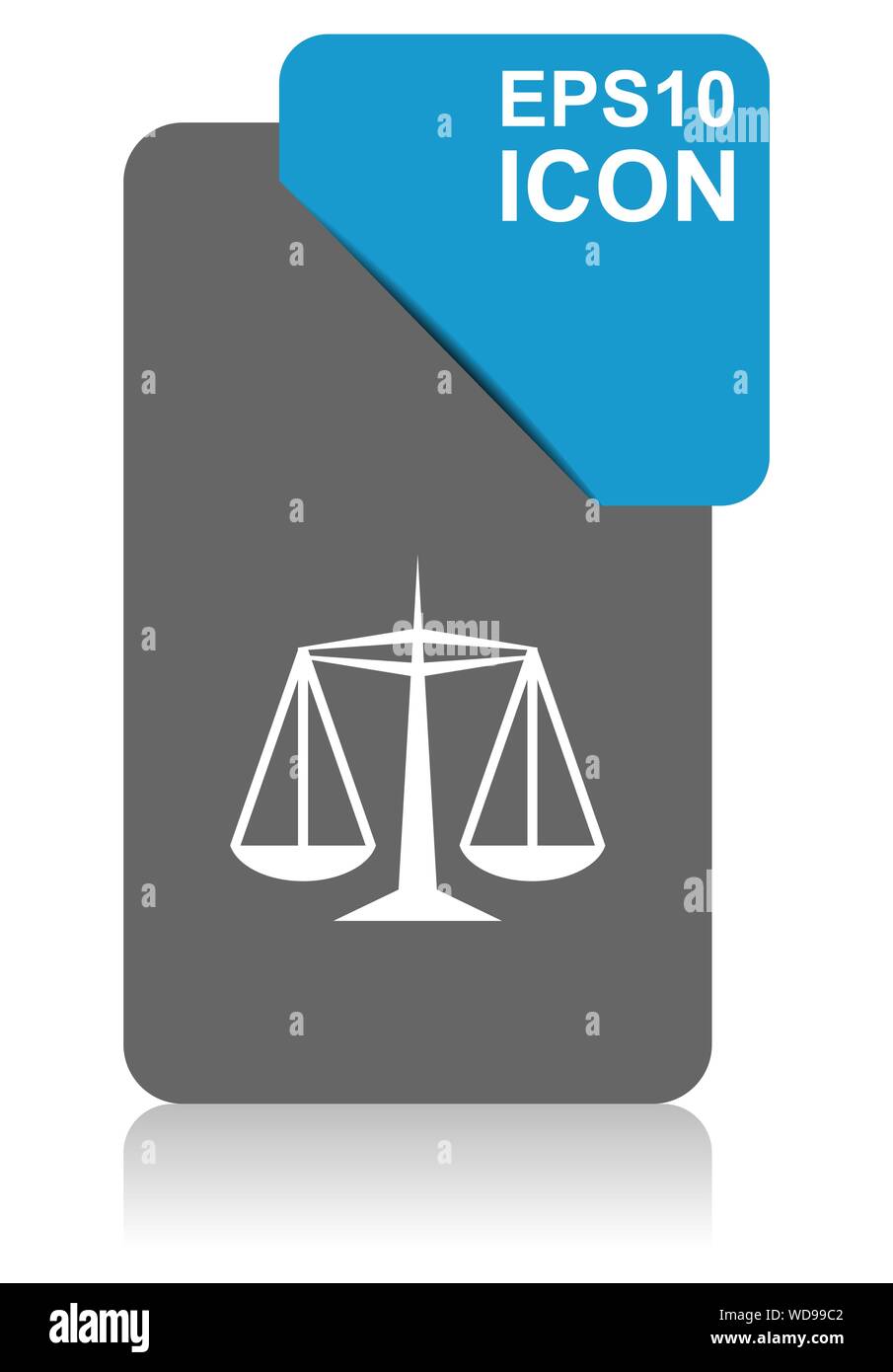 Justice black and blue vector pointer icon on white background in eps ...