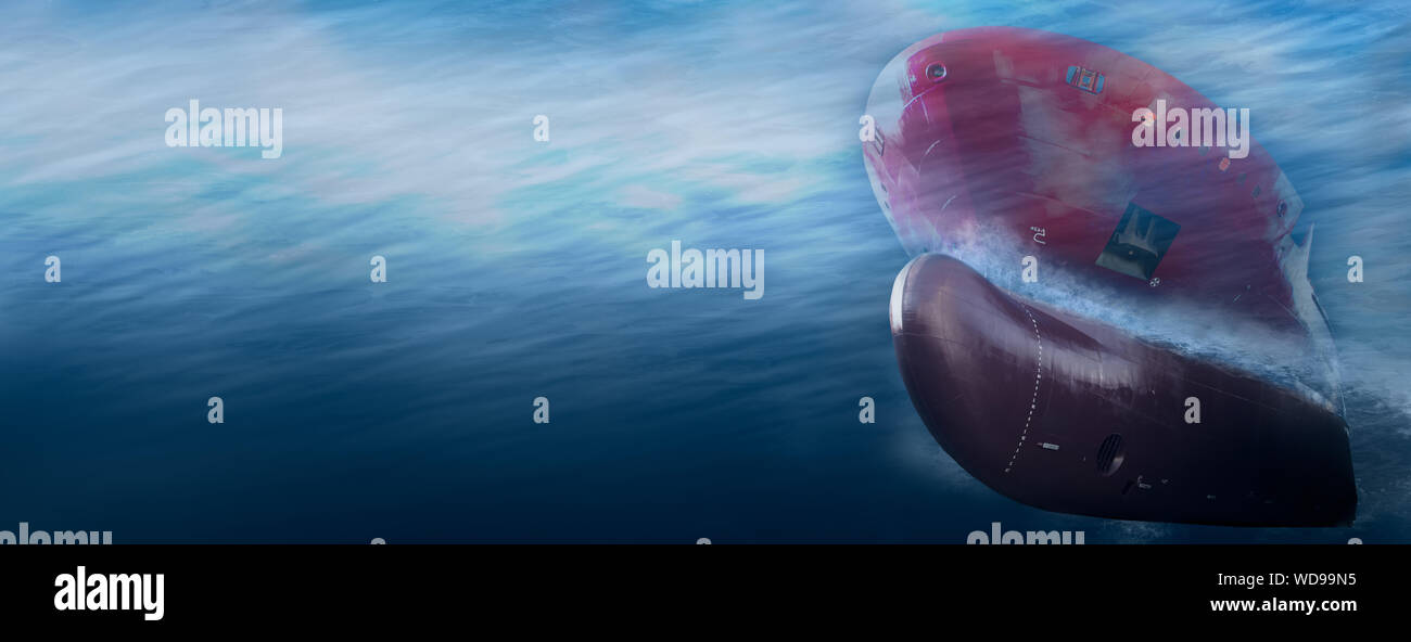 Big cargo ship sailing in the sea to International container terminal ...