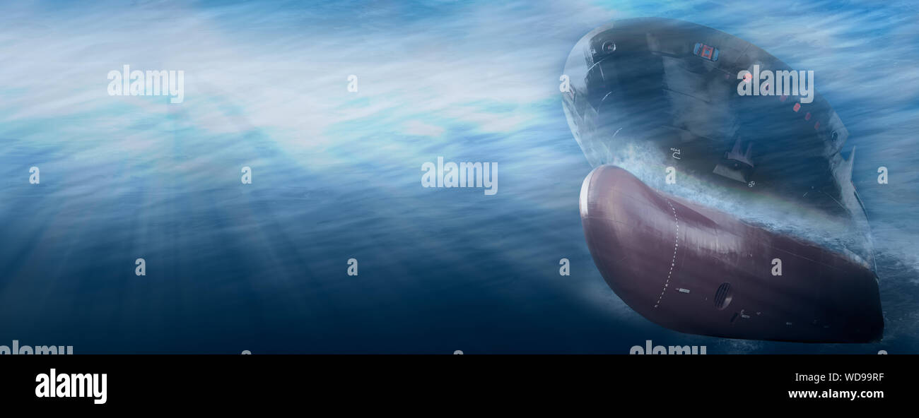 Big cargo ship sailing in the sea to International container terminal ...