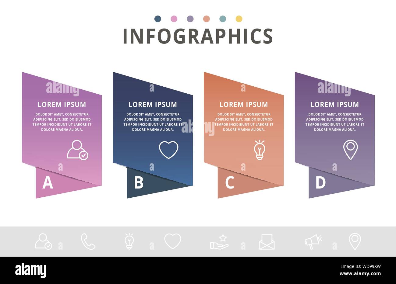 Vector infographic flat template figure for four labels, diagram, graph ...