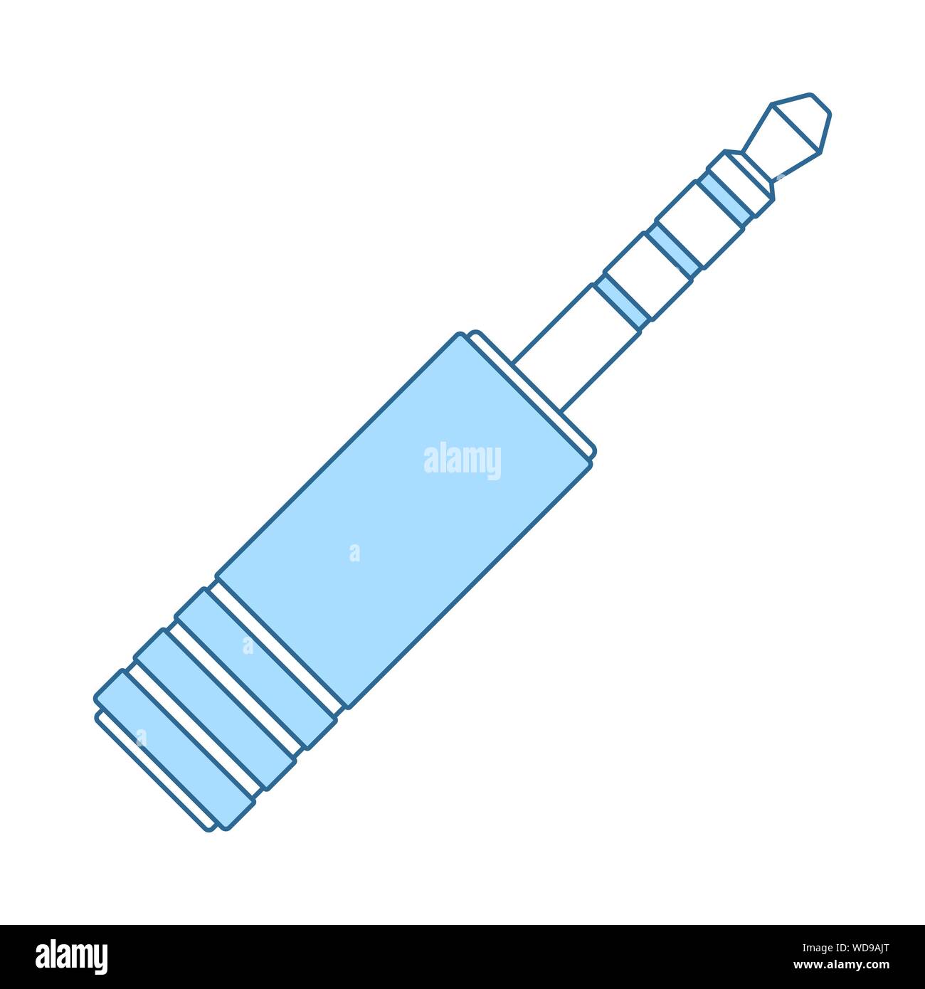 Music Jack Plug-in Icon. Thin Line With Blue Fill Design. Vector ...