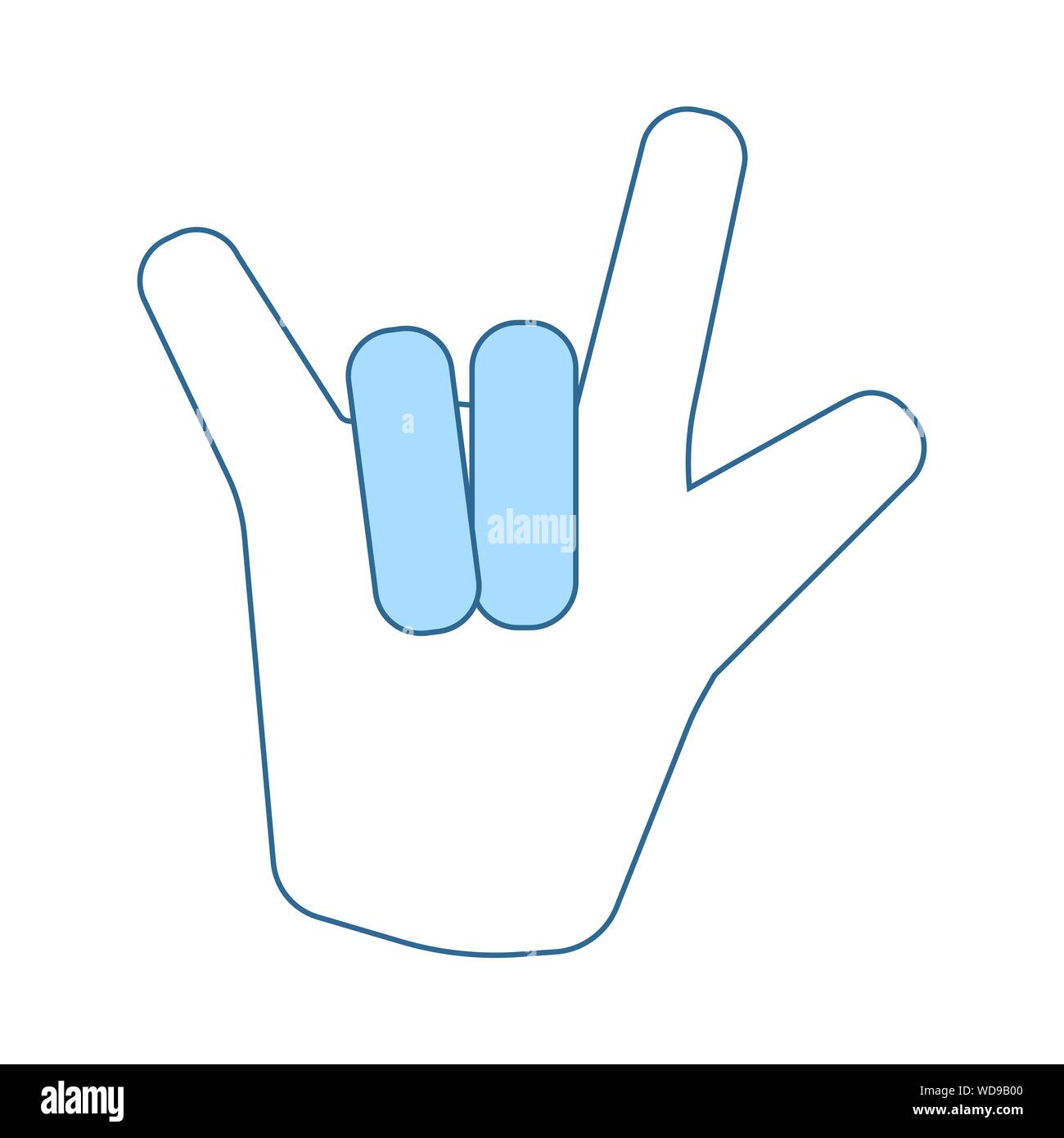 Rock Hand Icon. Thin Line With Blue Fill Design. Vector Illustration ...