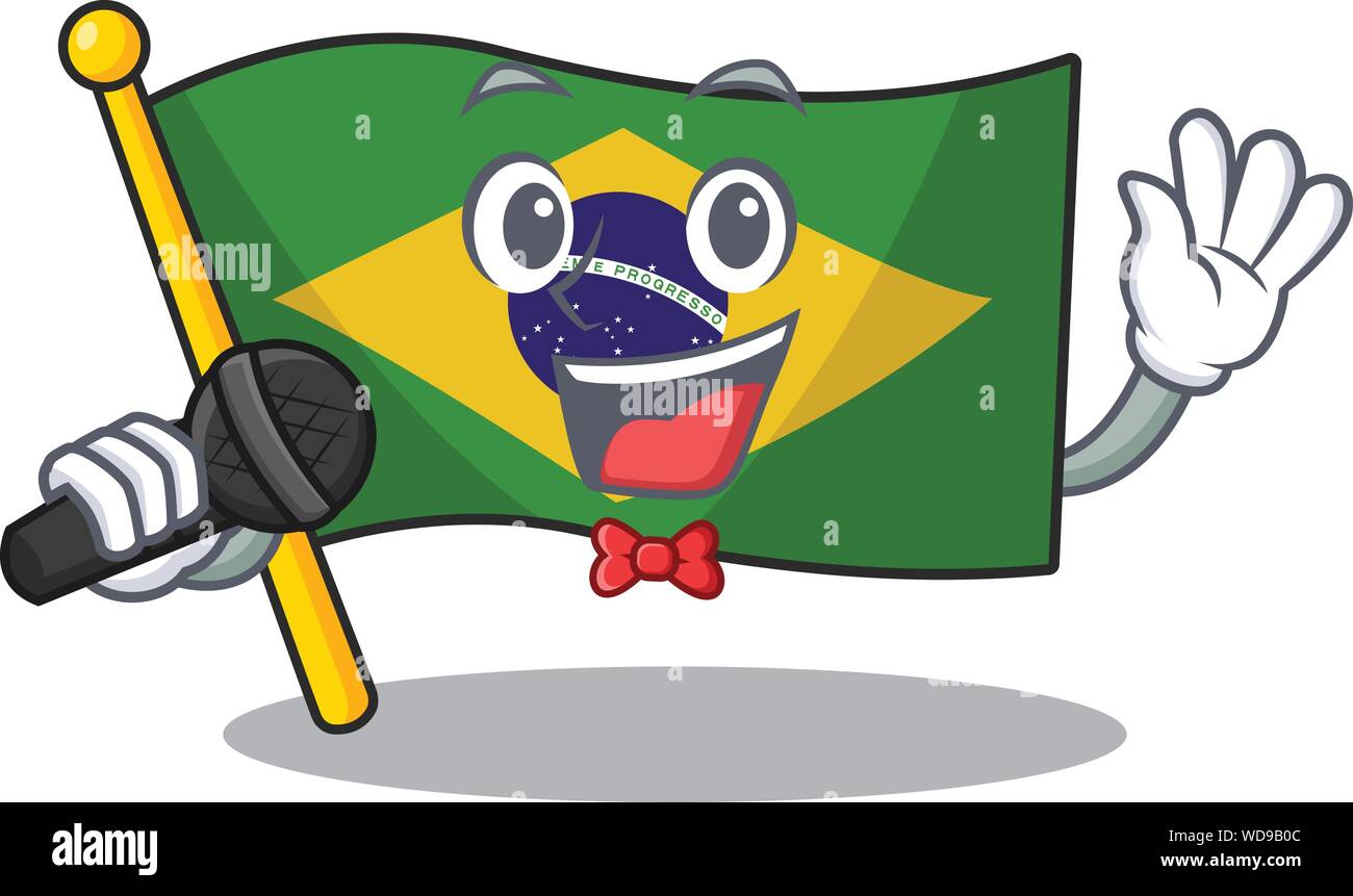 Singing brazil flag hoisted on character pole Stock Vector Image & Art ...