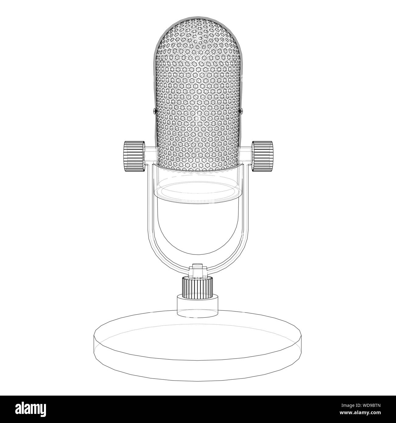 Outline vintage microphone vector. Wire-frame style. The layers of ...