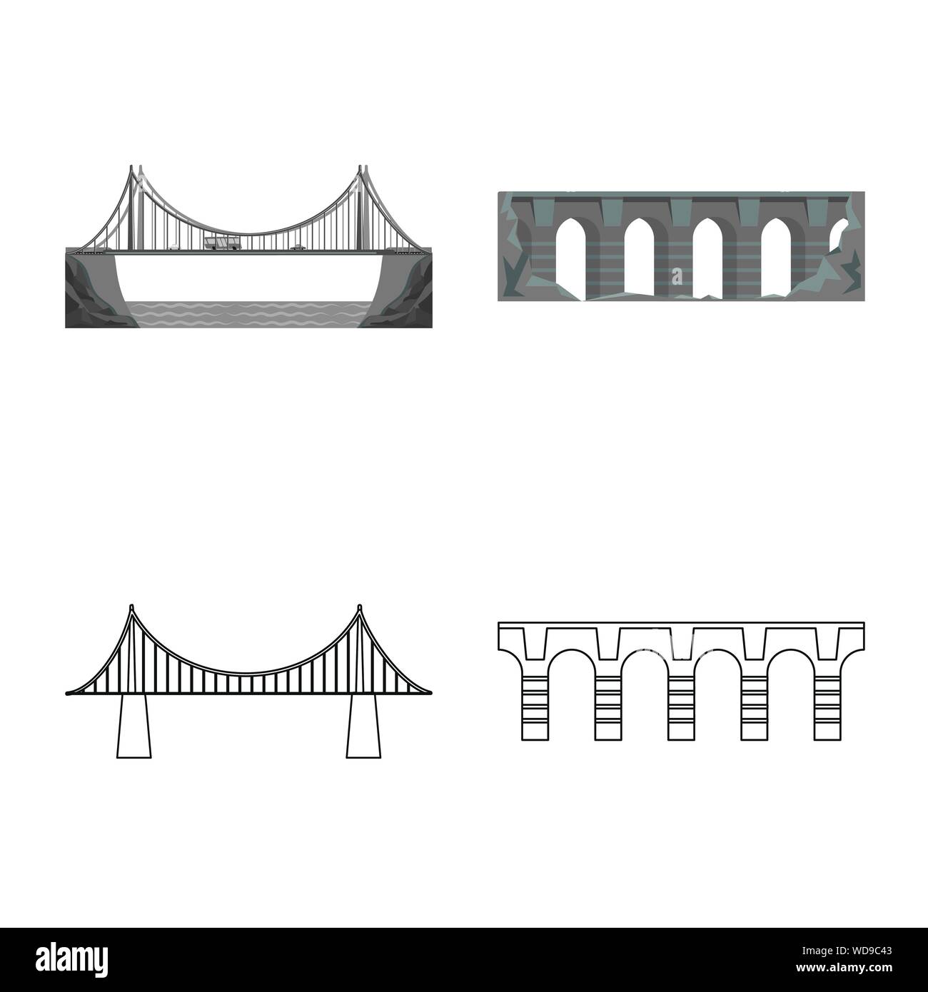 Isolated object of connection and design sign. Set of connection and side vector icon for stock ...