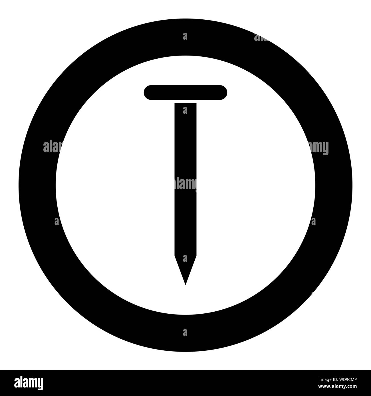 Iron nail icon in circle round black color vector illustration flat ...
