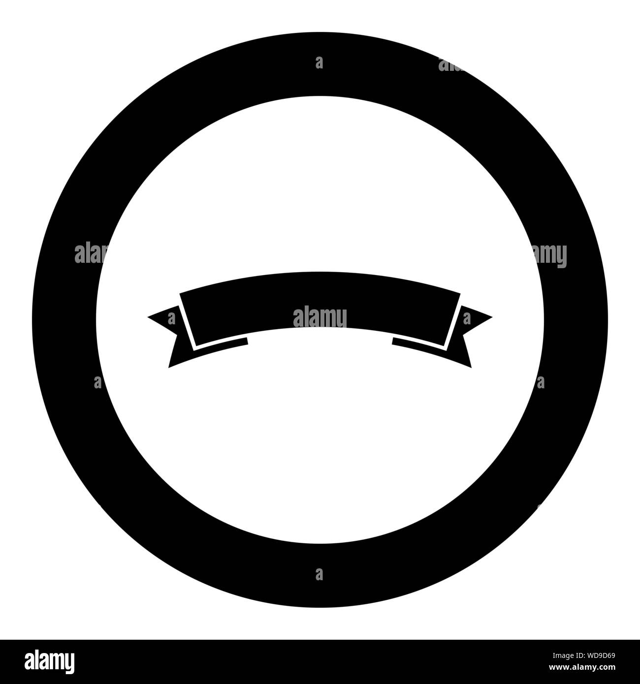 Ribbon banner Advertising banner icon in circle round black color ...