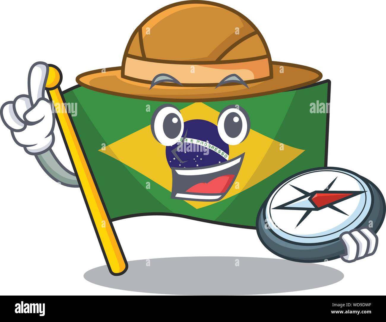 Explorer brazil flag hoisted on character pole Stock Vector Image & Art ...