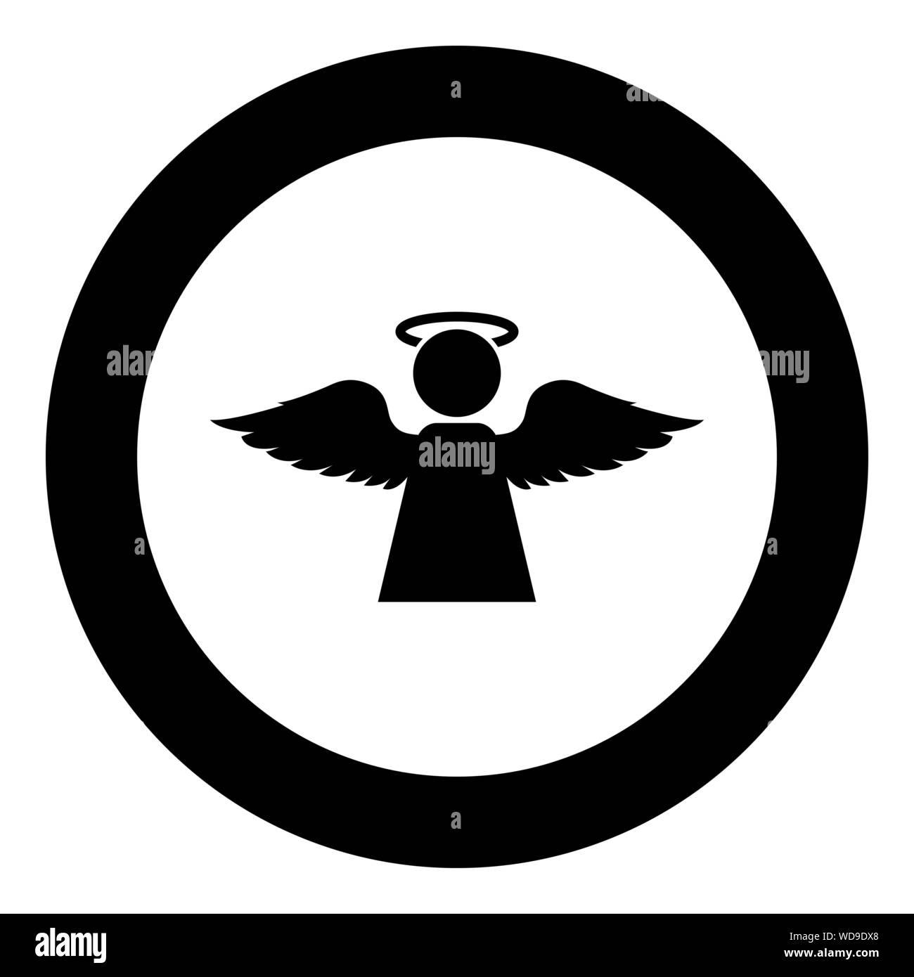 Angel with fly wing icon in circle round black color vector ...