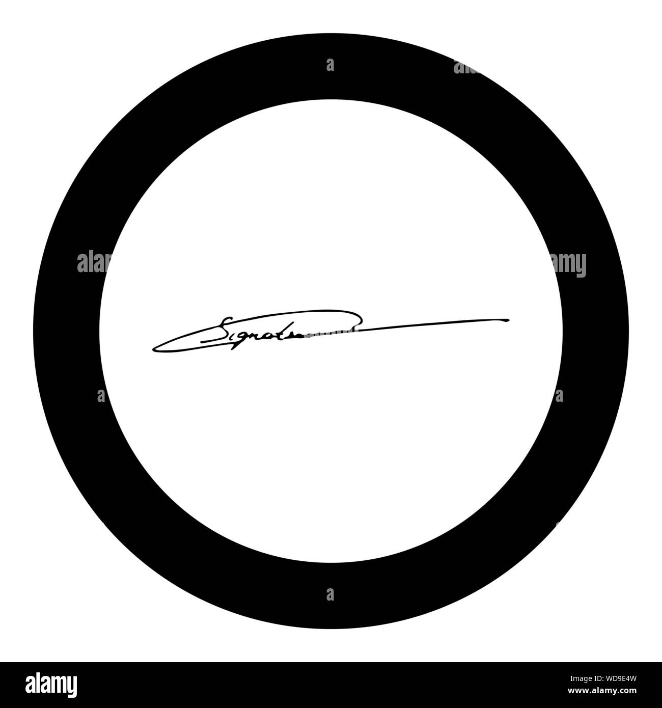 Signature handwriting icon in circle round black color vector ...