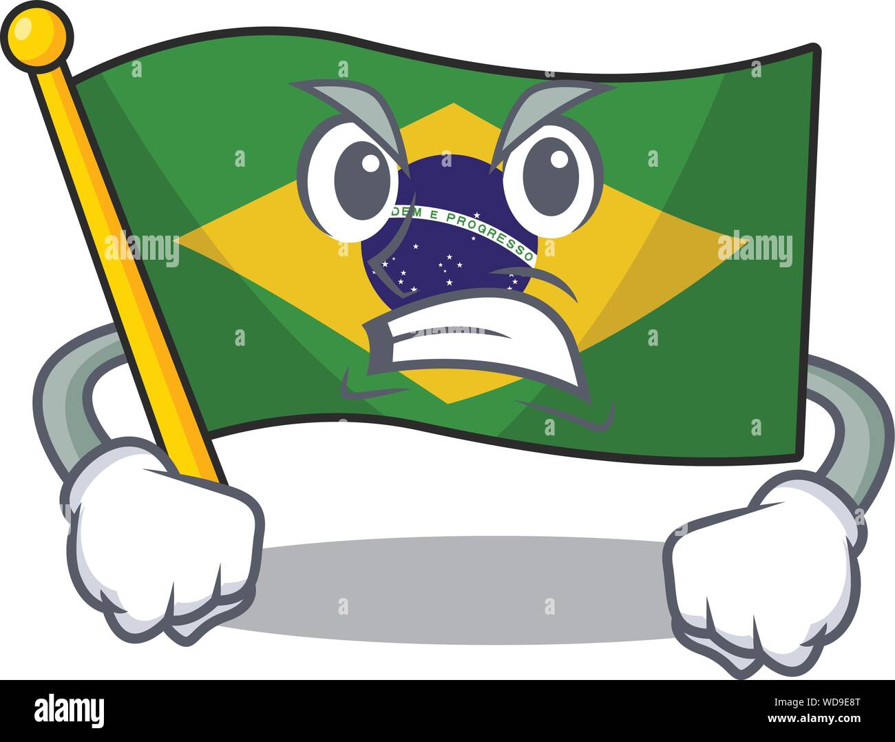 Angry brazil flag hoisted on character pole Stock Vector Image & Art ...