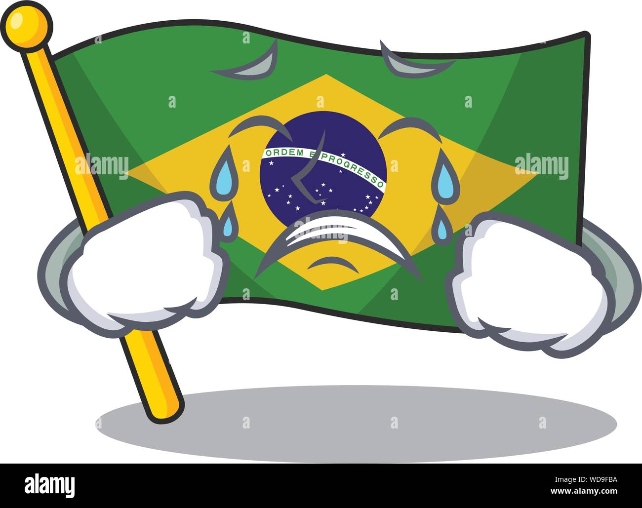Crying brazil flag hoisted on character pole Stock Vector Image & Art ...