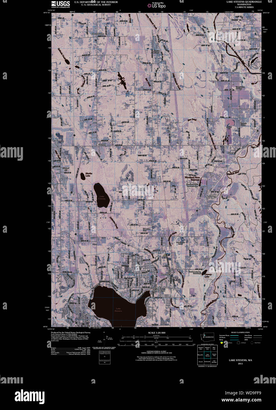 USGS Topo Map Washington State WA Lake Stevens 20110418 TM Inverted ...