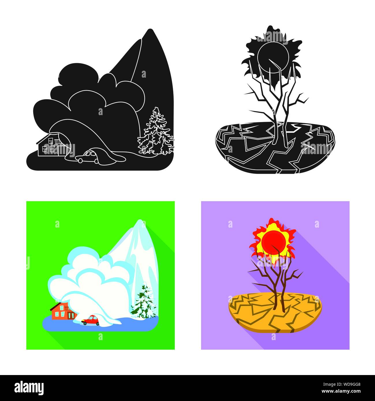 Vector design of weather and distress logo. Set of weather and crash ...